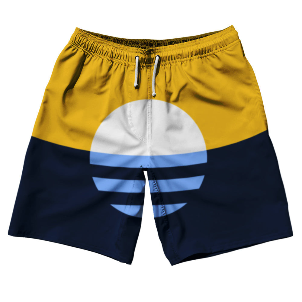 Milwaukee Flag 10" Swim Shorts Made in USA - Yellow Navy