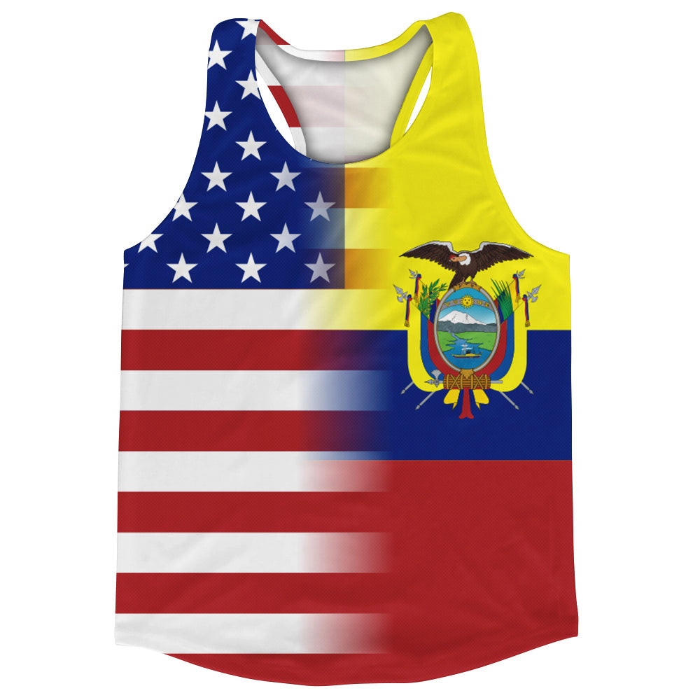 American Flag And Ecuador Flag Combination Running Racerback Singlet ...