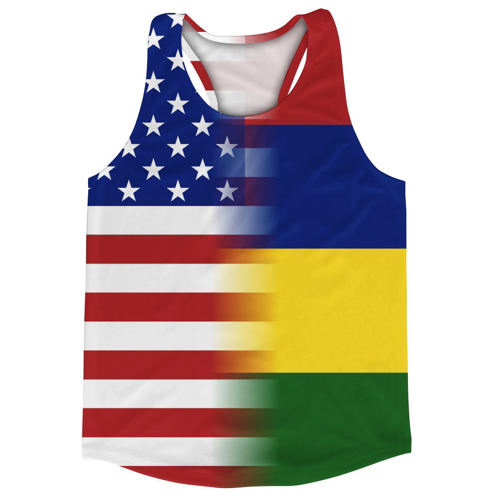 American Flag And Mauritius Flag Combination Running Racerback Singlet ...
