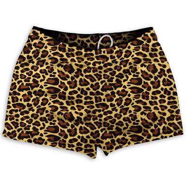 Cheetah Print Shorty Short Gym Shorts 2.5" Inseam Made in USA-Yellow