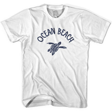 Ocean Beach Sea Turtle Womens Cotton T-shirt-White