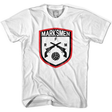 Fall River Marksmen Soccer Crest T-shirt-Adult-White