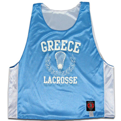Greece Lacrosse Reversible Pinnie Made In USA-Baby Blue & White