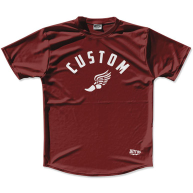 Maroon Red & White Custom Track Wings Running Shirt Made in USA-Maroon ...