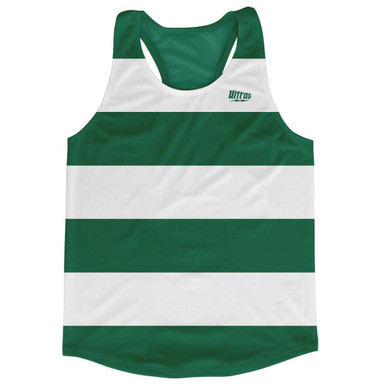 Hunter Green & White Striped Running Tank Top Racerback Track and Cross ...