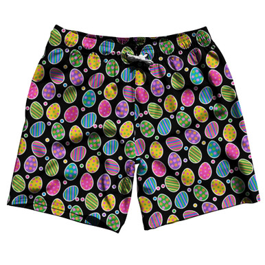 Easter Egg Swim Shorts 7" Made in USA - Black Yellow White