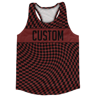 Warped Checkerboard Custom Running Track Tops Made In USA - Red Maroon ...
