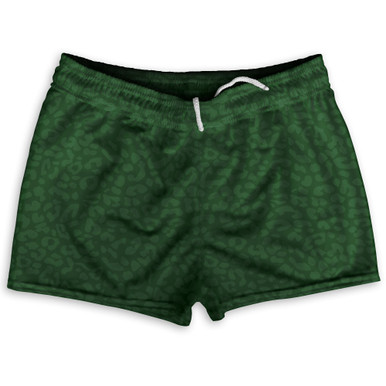 Cheetah Two Tone Forest Green Shorty Short Gym Shorts 2.5" Inseam Made ...