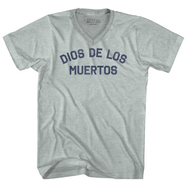 Dios De Los Muertos Adult Tri-Blend V-neck T-shirt - Athletic Cool Grey
