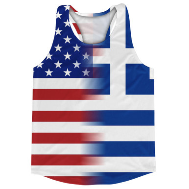 American Flag And Greece Flag Combination Running Racerback Singlet ...