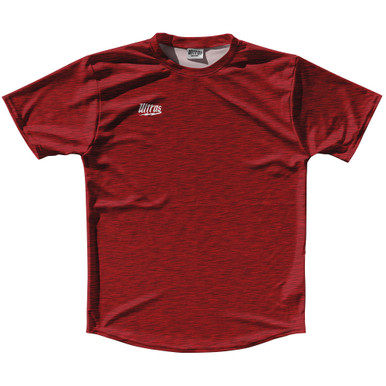 Red Dark Heathered Pattern Ultras Tennis Jersey Crew Neck - Red Dark