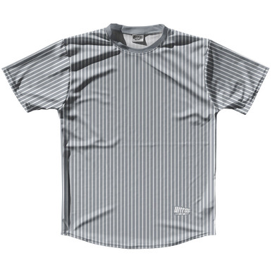 Pinstripes Running Shirt Track Cross Made In USA - Grey Dark and White