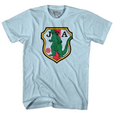 Japan Giant Lizard Soccer Crest Adult Cotton T-Shirt - Light Blue