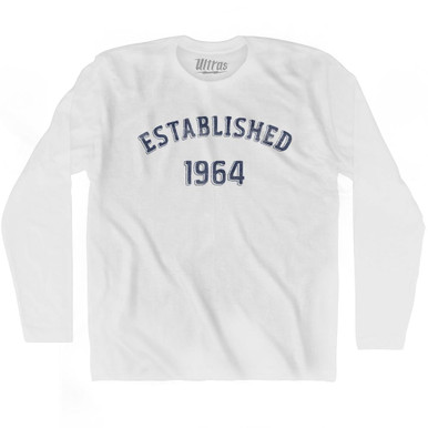 Established 1964 Adult Cotton Long Sleeve T-Shirt - White