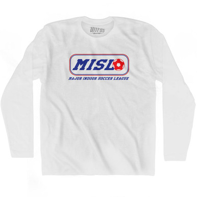 Major Indoor Soccer League MISL Soccer Logo Adult Cotton Long Sleeve T-Shirt - White