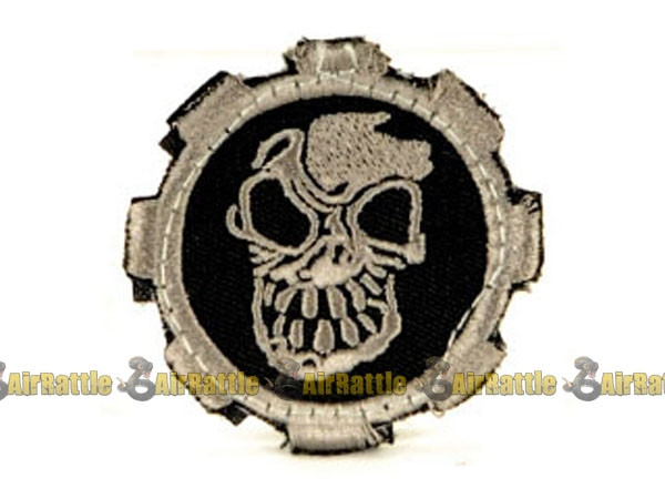 Lancer Tactical Black & Grey Skull Gear Patch w/ Velcro.