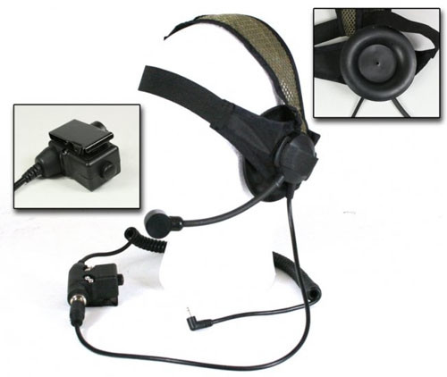Bravo Selex Style Headset w/ PTT for 1 Pin Motorola / FRS / GMRS Radios ...