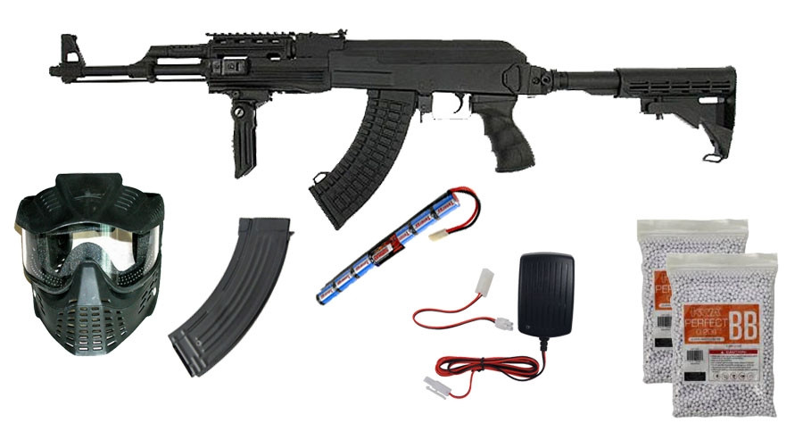 CM028C-PKG, Black, CYMA AK47, CM028C Tactical RIS AK47 CAW Metal AEG ...