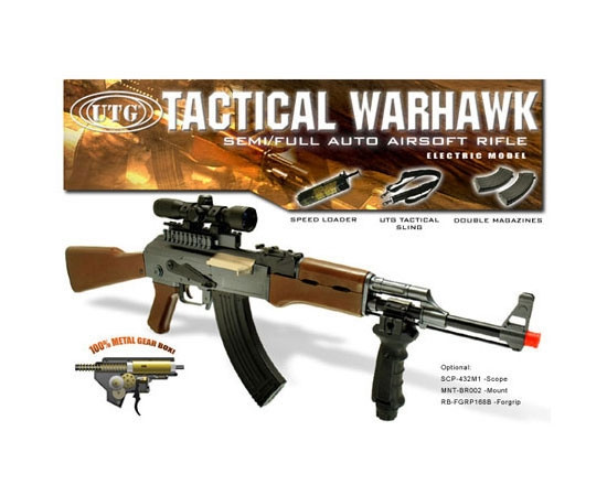 SOFT-MAK47LE-AUTG AK47 Tactical WarHawk Electric Airsoft Metal AEG Gun ...