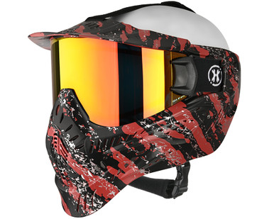 HK Army HSTL Full Face Mask - Fracture Black/Red w/ Fire Lens