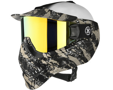 HK Army HSTL Full Face Mask - Fracture Black/Tan w/ Gold Lens