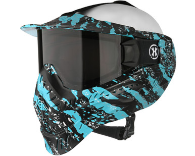 HK Army HSTL Full Face Mask - Fracture Black/Turquoise w/ Smoke Lens