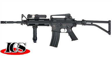 ICS Full Metal M4 Socom RIS AEG Airsoft Gun W/ TSF Stock & Bipod Grip