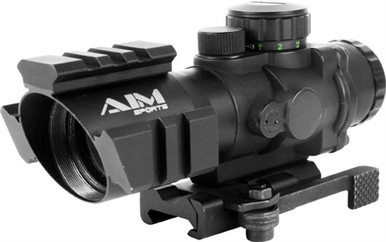 AIM Sports 4x32 Tri-Illuminated Red/Green/Blue Dot Tactical Scope w ...