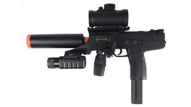 M30P Airsoft Spring Uzi SMG Gun W/ Laser, Flashlight, Red Dot Scope and ...