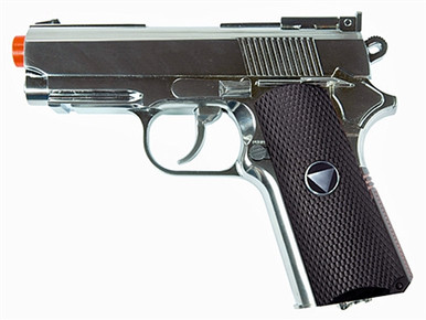 TSD Compact Chrome Metal CO2 1911 Airsoft Gun W/ Back Grips