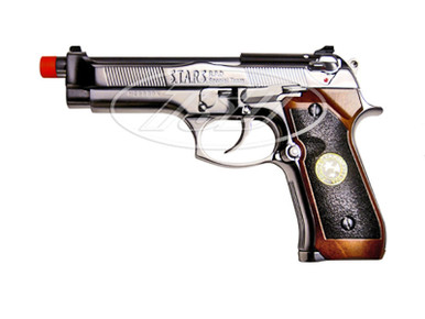 TSD Biohazard M9 Full Auto Gas Blowback Airsoft Pistol ( Wood / Silver )