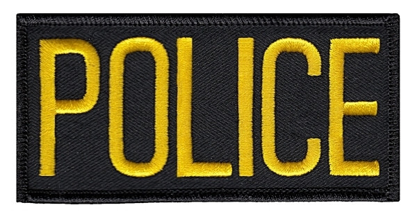 POLICE Chest Patch, Medium Gold/Blackt, 4x2" - Hero's Pride
