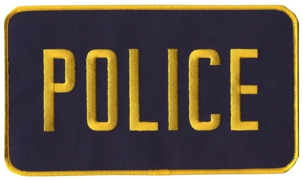 POLICE Back Patch, Medium Gold/Navy, 9x5" - Sew On backing - Hero's Pride