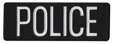 POLICE Back Patch, White/Black-Black Border 11x4" - Sew On backing ...