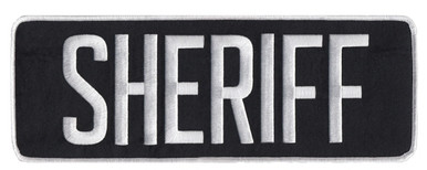 SHERIFF Back Patch, White/Black, 11x4" - Sew On backing - Hero's Pride