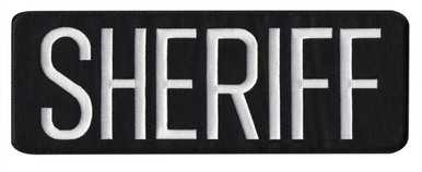 SHERIFF Back Patch, White/Black-Black Border 11x4" - Sew On backing ...