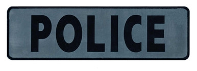 POLICE Back Patch, Printed, Reflective, Black/Silver, 12x3-1/2" - Sew ...