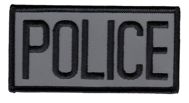 POLICE Chest Patch, Reflective, Black/Reflective Grey, 4x2" - Hero's Pride