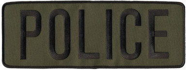 POLICE Back Patch, Hook, Black/O.D., 11x4" - Hero's Pride