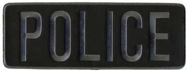 POLICE Back Patch, Hook, Grey on Black, 11x4" - Hero's Pride