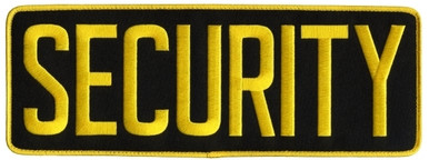 SECURITY Back Patch, Hook, Medium Gold/Black, 11x4" - Hero's Pride
