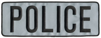 POLICE Back Patch, Hook, Black/Reflective Grey, 11x4" - Hero's Pride