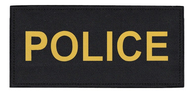 POLICE Chest Patch, Printed, Hook w/Loop, Tactical Stlye, Gold/Black, 5 ...