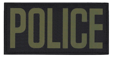 POLICE, Back Patch, Printed, Hook w/Loop, Tactical Style, O.D./Black ...