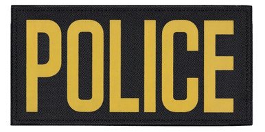 POLICE, Back Patch, Printed, Hook w/Loop, Tactical Style, Gold/Black ...