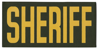 SHERIFF, Back Patch, Printed, Hook w/Loop, Tactical Style, Gold/O.D ...