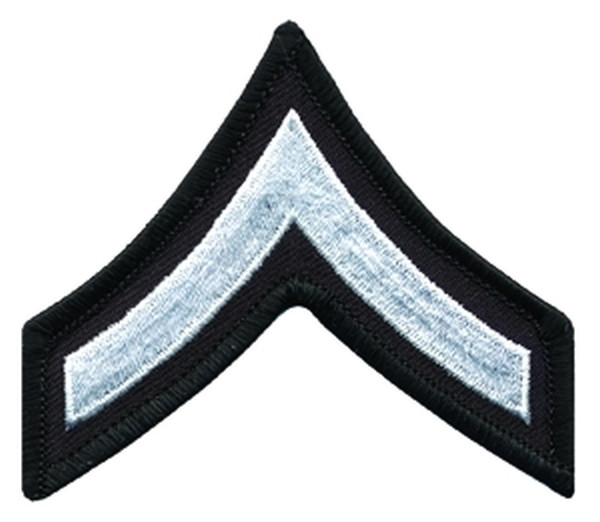 Buy PFC Chevrons, Merrowed Border, White/Black, 3' Wide - Hero's Pride ...