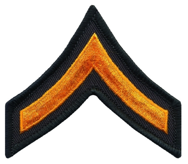 Buy PFC Chevrons, Merrowed Border, Dark Gold/Black, 3' Wide - Hero's ...