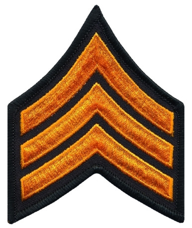 SGT Chevrons, Merrowed Border, Dark Gold/Black, 3" Wide, Pairs - Hero's ...
