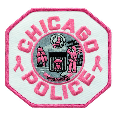 CHICAGO POLICE Shoulder Patch, Pink/White TWILL, 4-1/4x4" - Hero's Pride